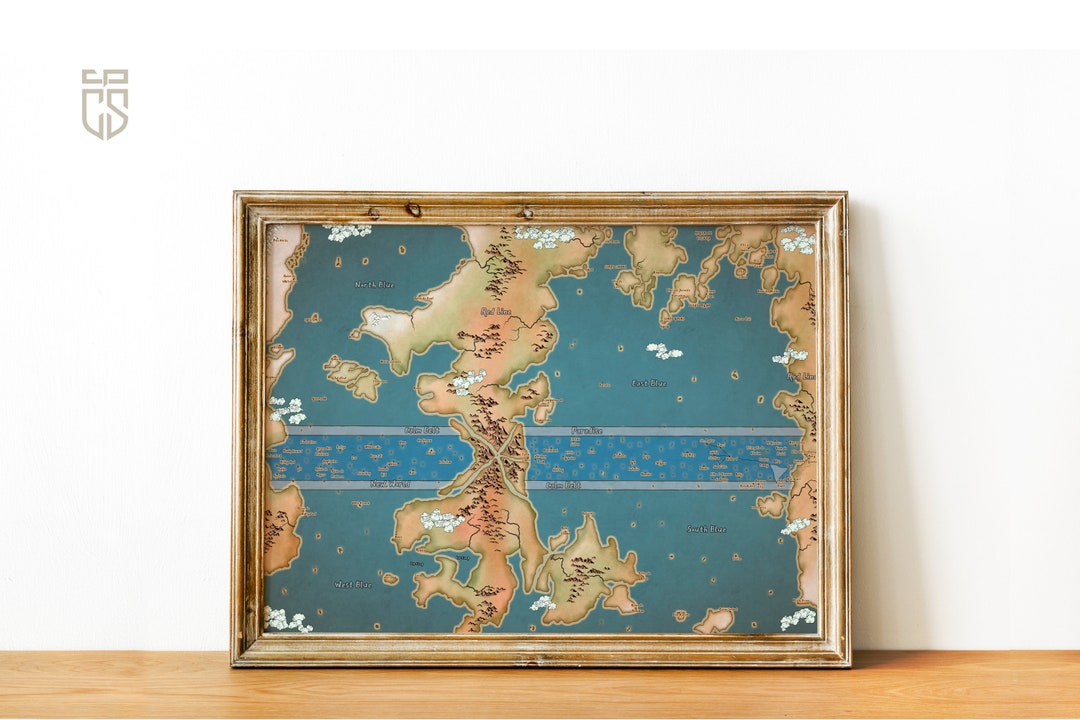 Anime World Map, Anime Wanted Map, World Map, Canvas Scroll, Tabletop ...