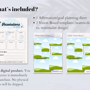 New Years Resolution 2024 Digital Vision Board, Instant Download ...