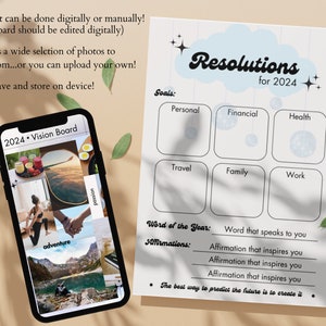 New Years Resolution 2024 Digital Vision Board, Instant Download ...