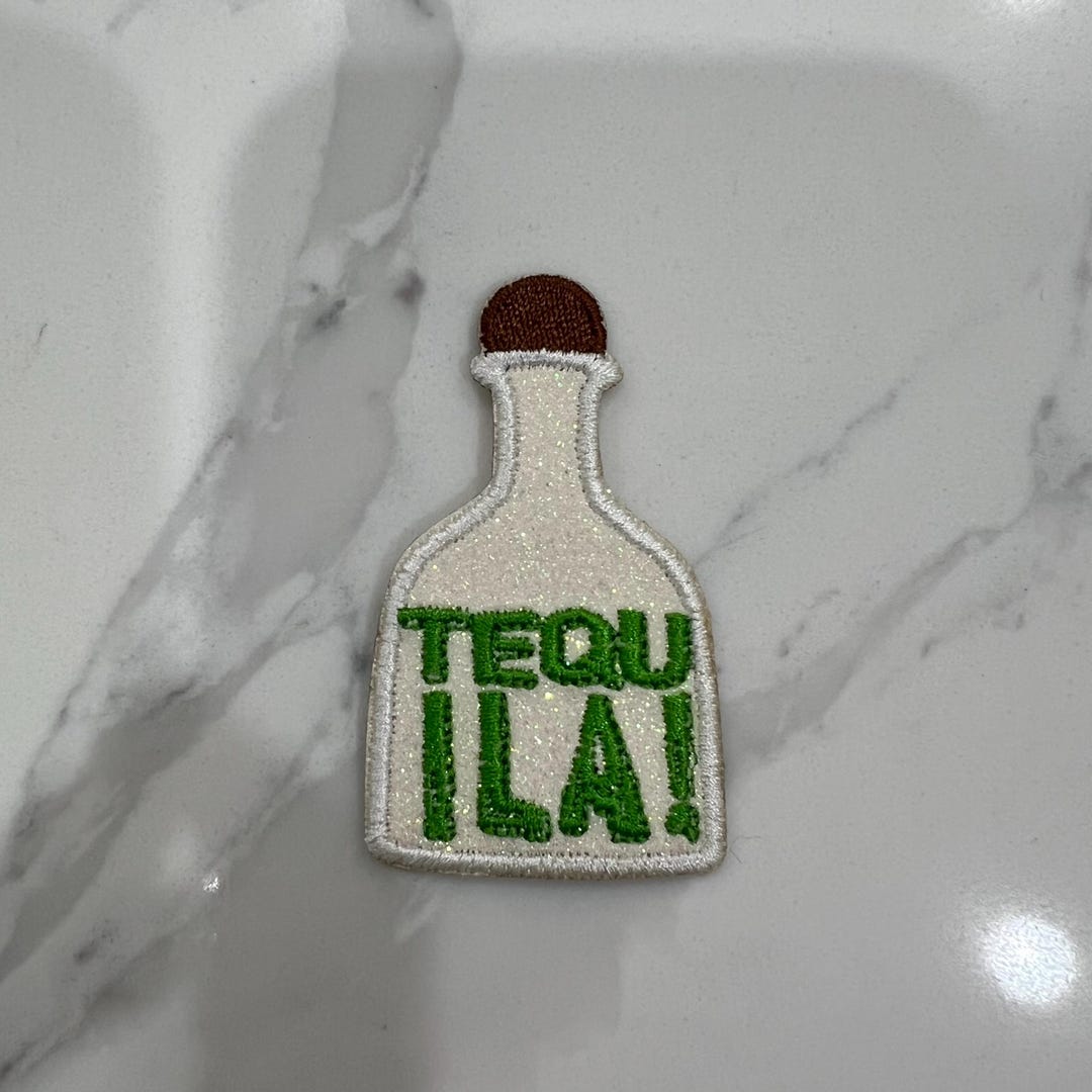 TEQUILA Embroidered Iron on Patch Drinking Trendy Fun Patch for Hats and Jackets Tequila Bottle ...