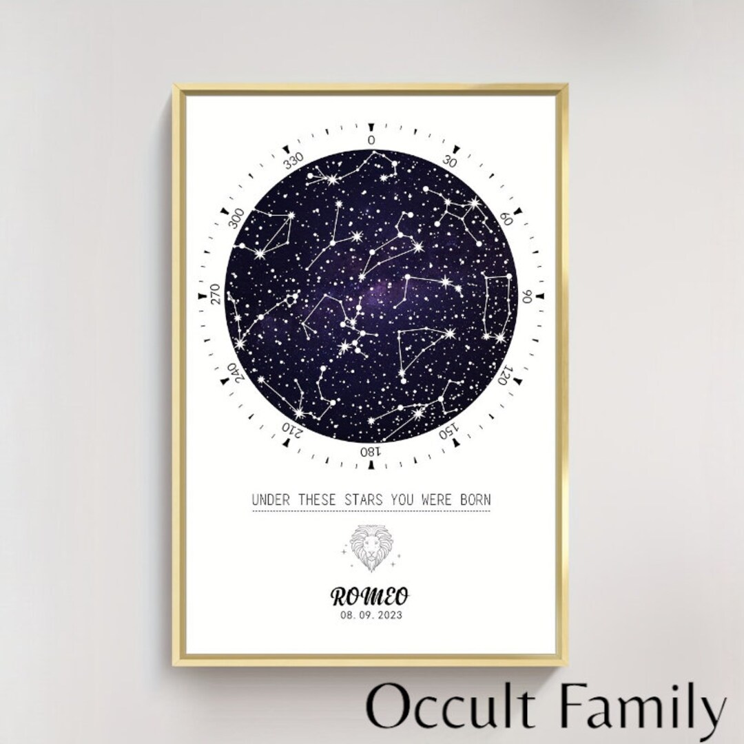 Custom Star Constellation Zodiac Print | Personalised Gift Astrology ...