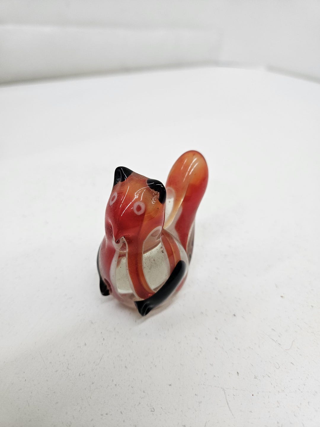 Small Figurine Glass Art Figurine Red Squirrel in Lovely Color, Vintage ...