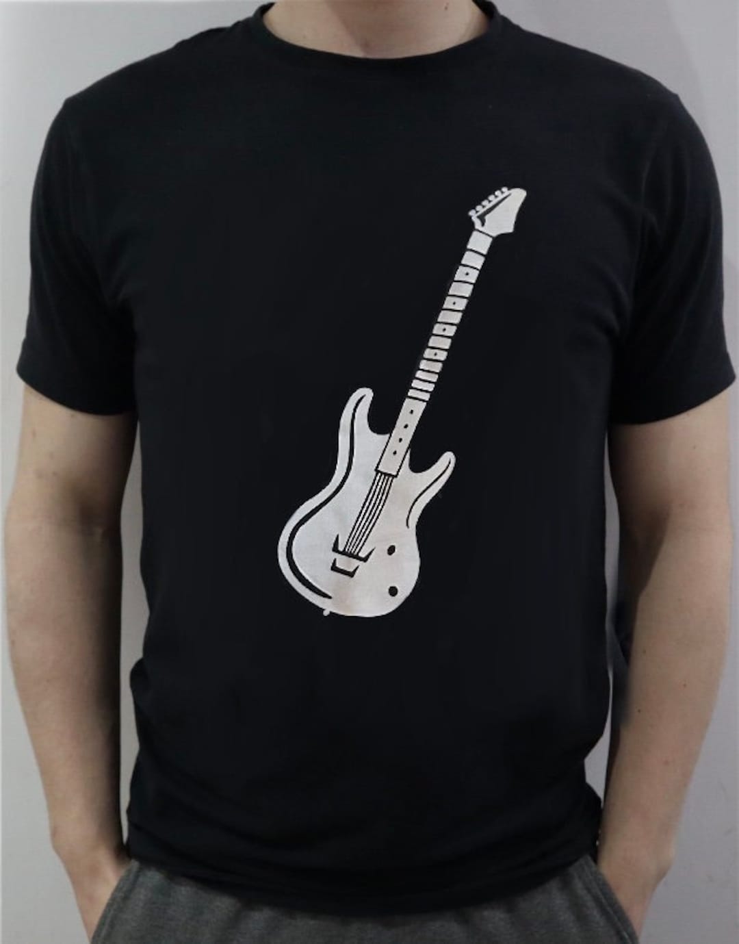 Electric Guitar T Shirt Custom Printed White Vinyl Guitar Pressed ...
