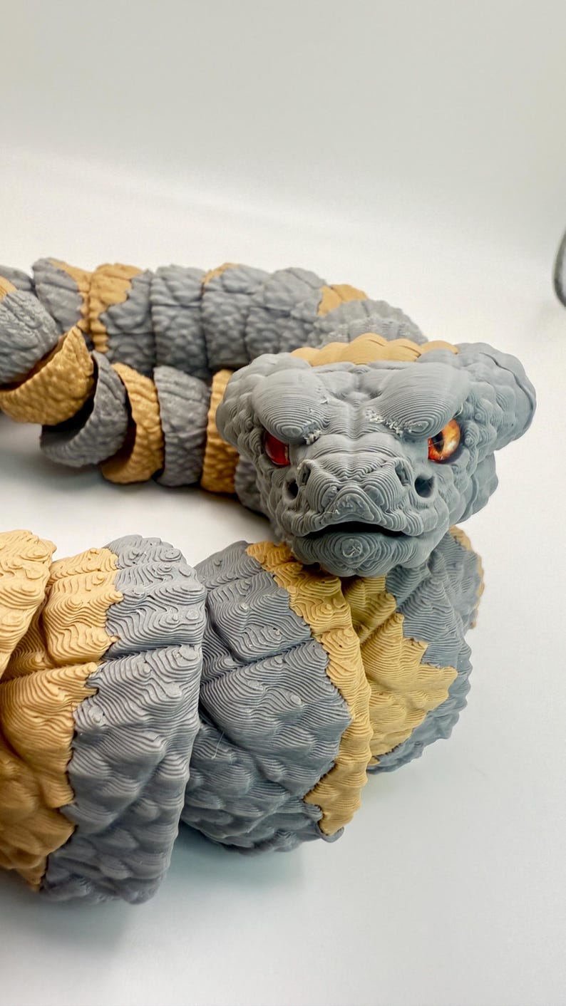 Flexible Realistic Rattlesnake Model Poseable 3D Printed Articulated ...