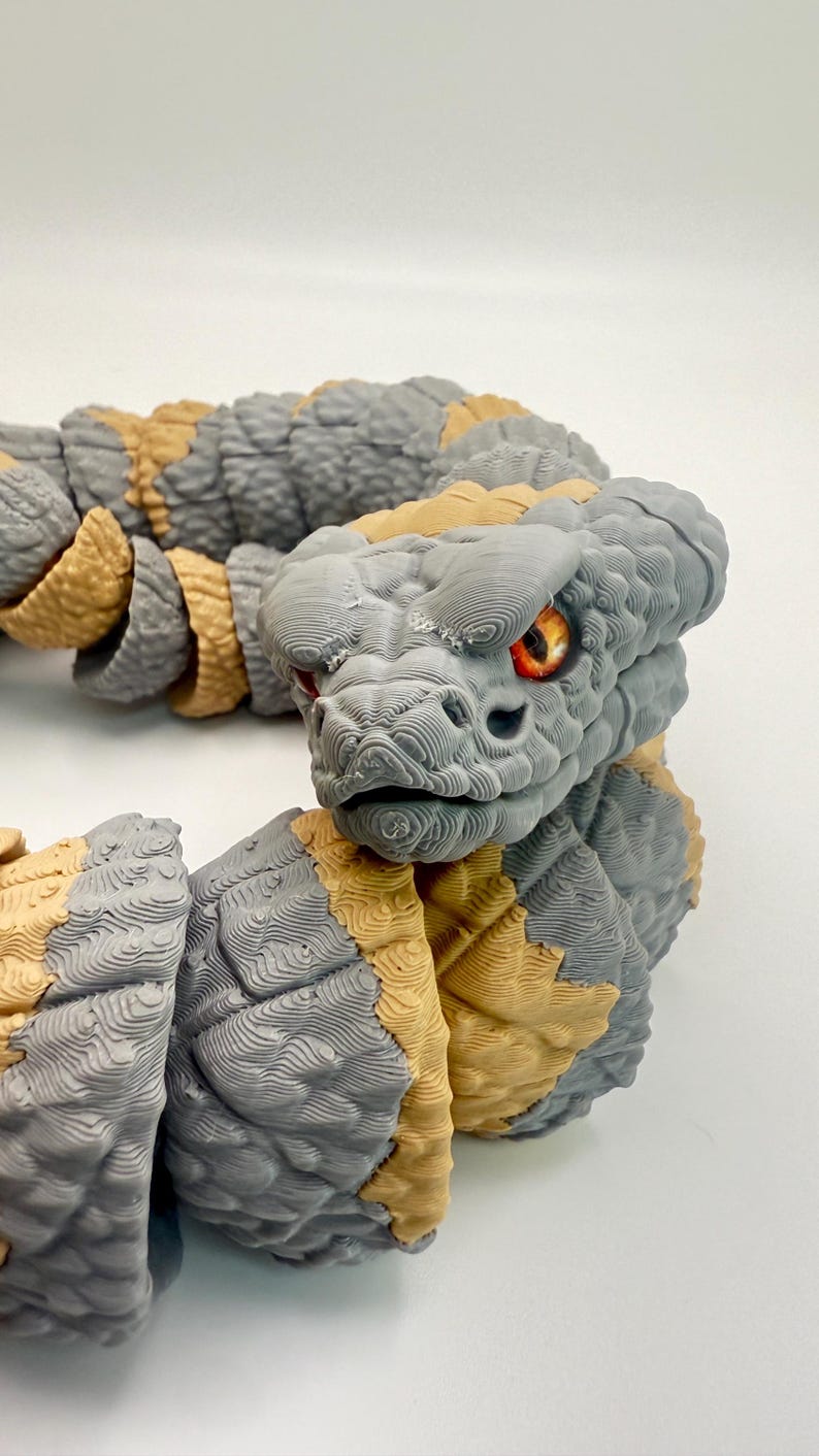 Flexible Realistic Rattlesnake Model Poseable 3D Printed Articulated ...