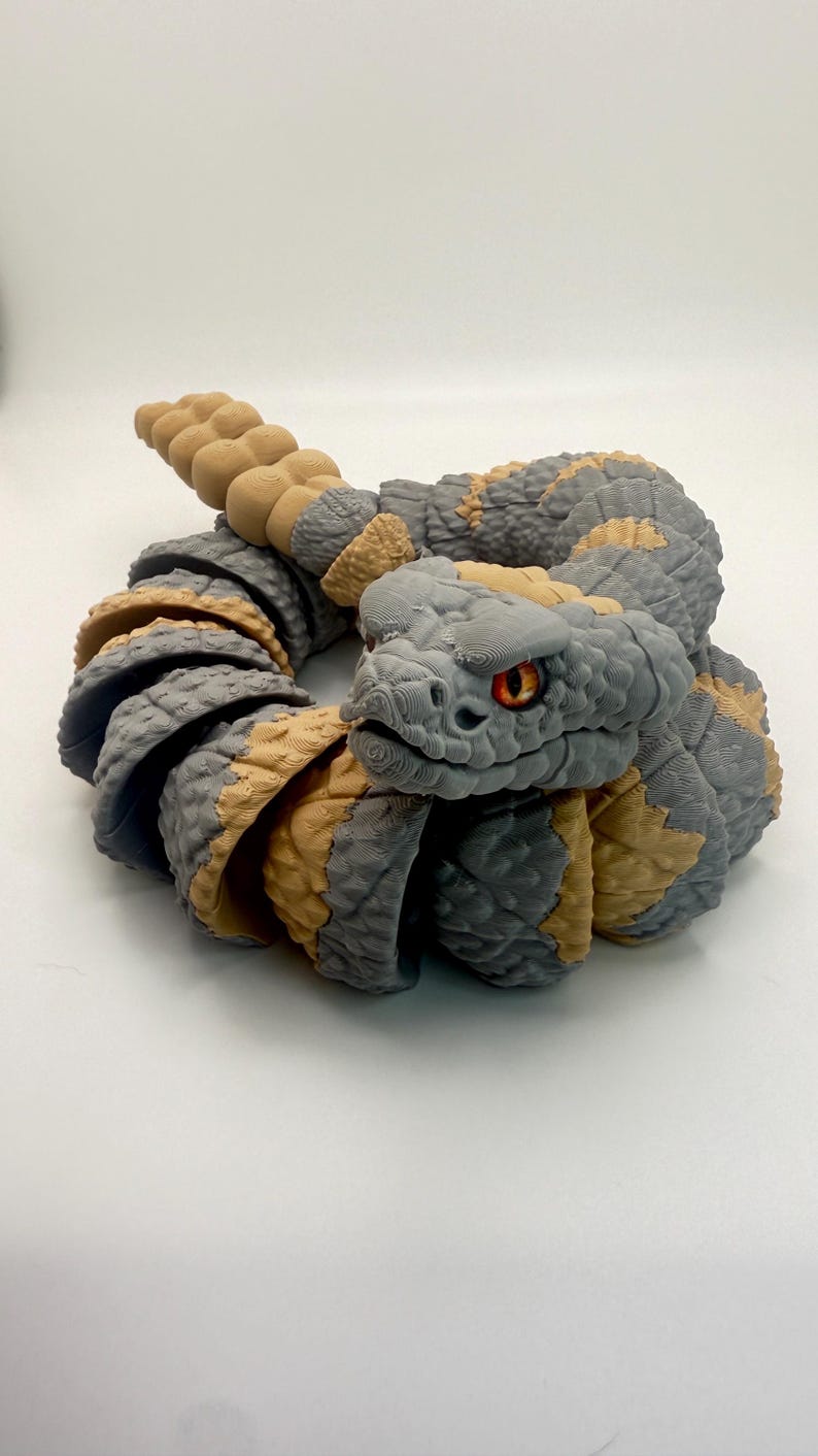 Flexible Realistic Rattlesnake Model Poseable 3D Printed Articulated ...