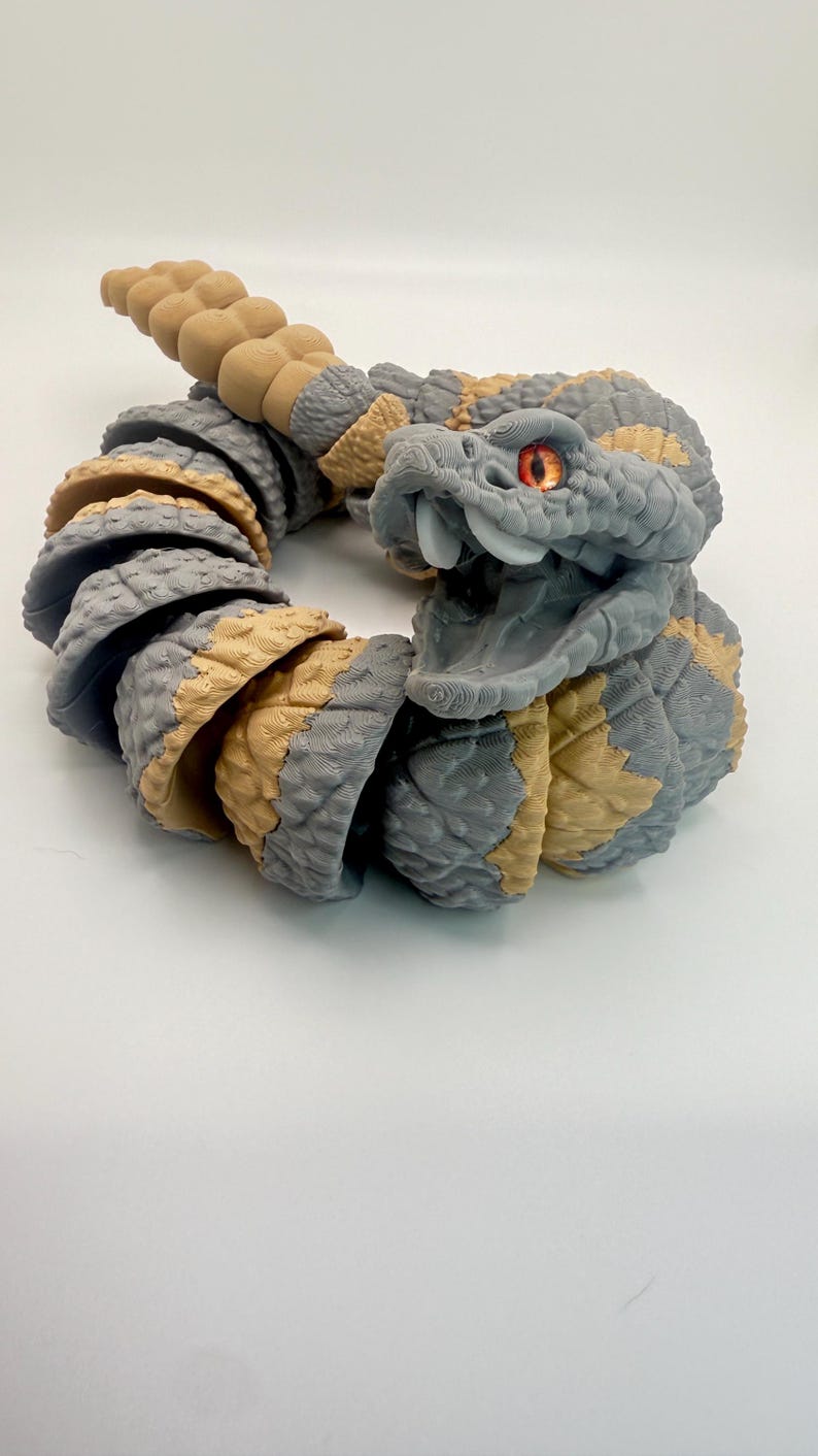 Flexible Realistic Rattlesnake Model Poseable 3D Printed Articulated ...