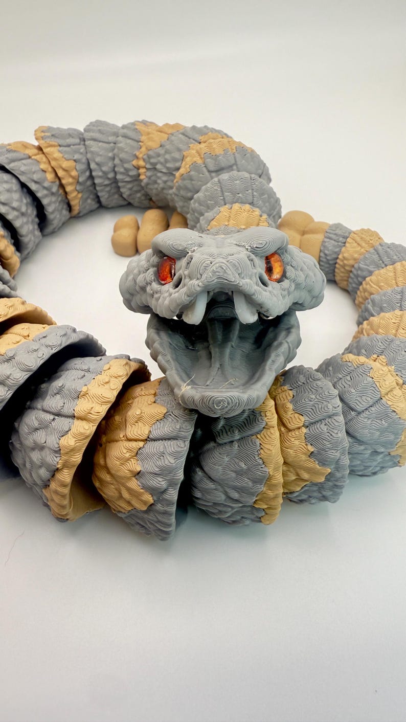 Flexible Realistic Rattlesnake Model Poseable 3D Printed Articulated ...
