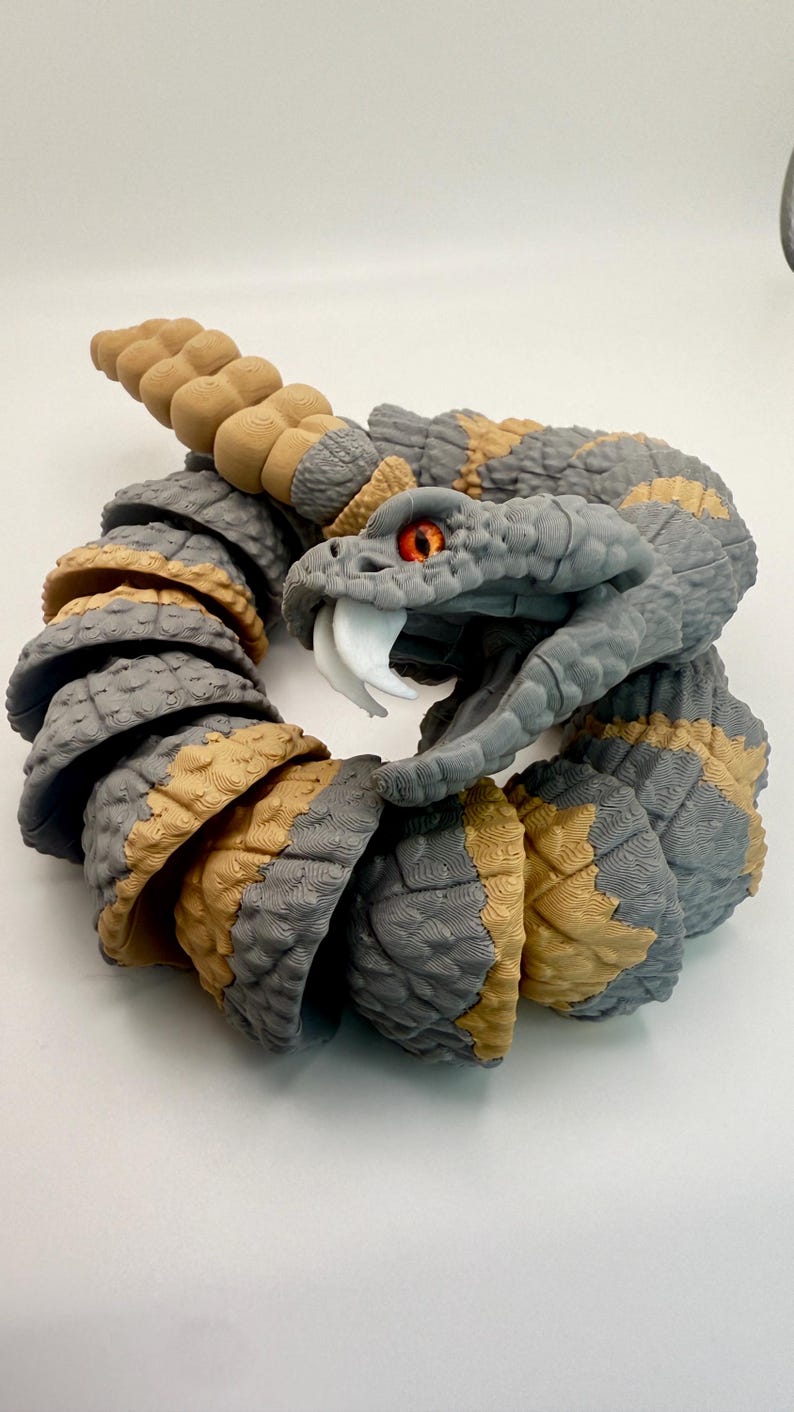 Flexible Realistic Rattlesnake Model Poseable 3D Printed Articulated ...