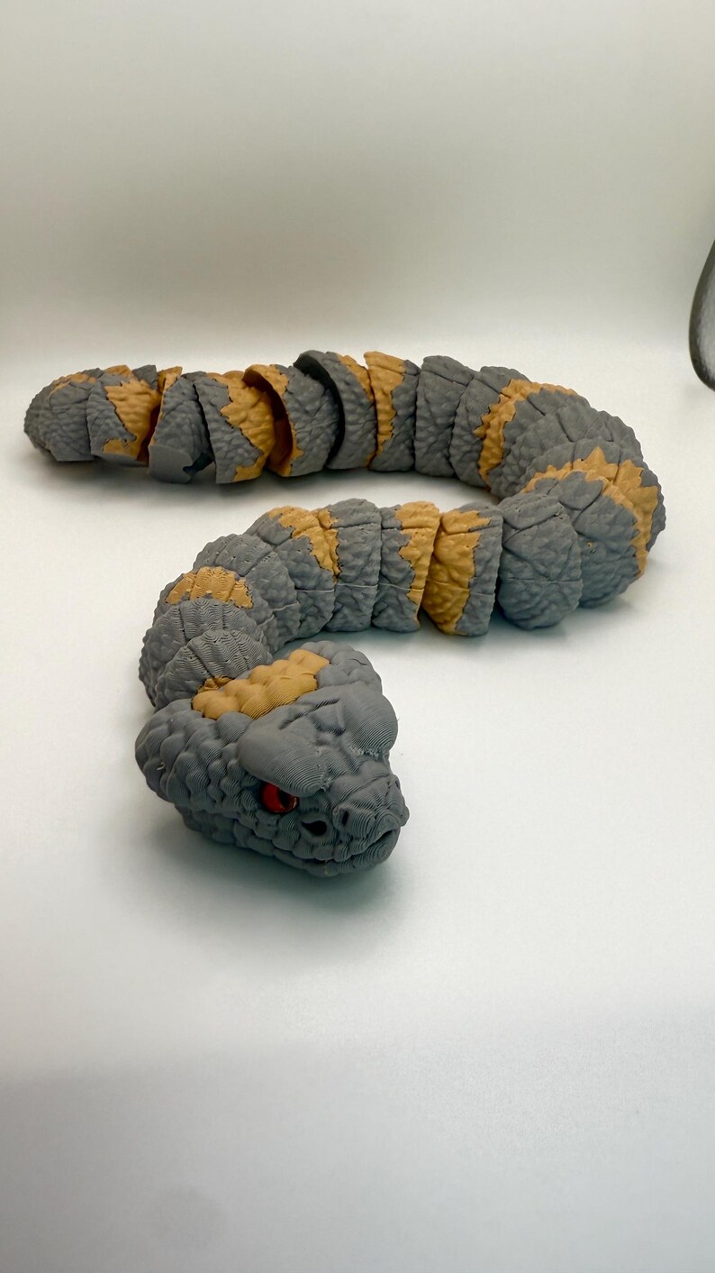 Flexible Realistic Rattlesnake Model Poseable 3D Printed Articulated ...