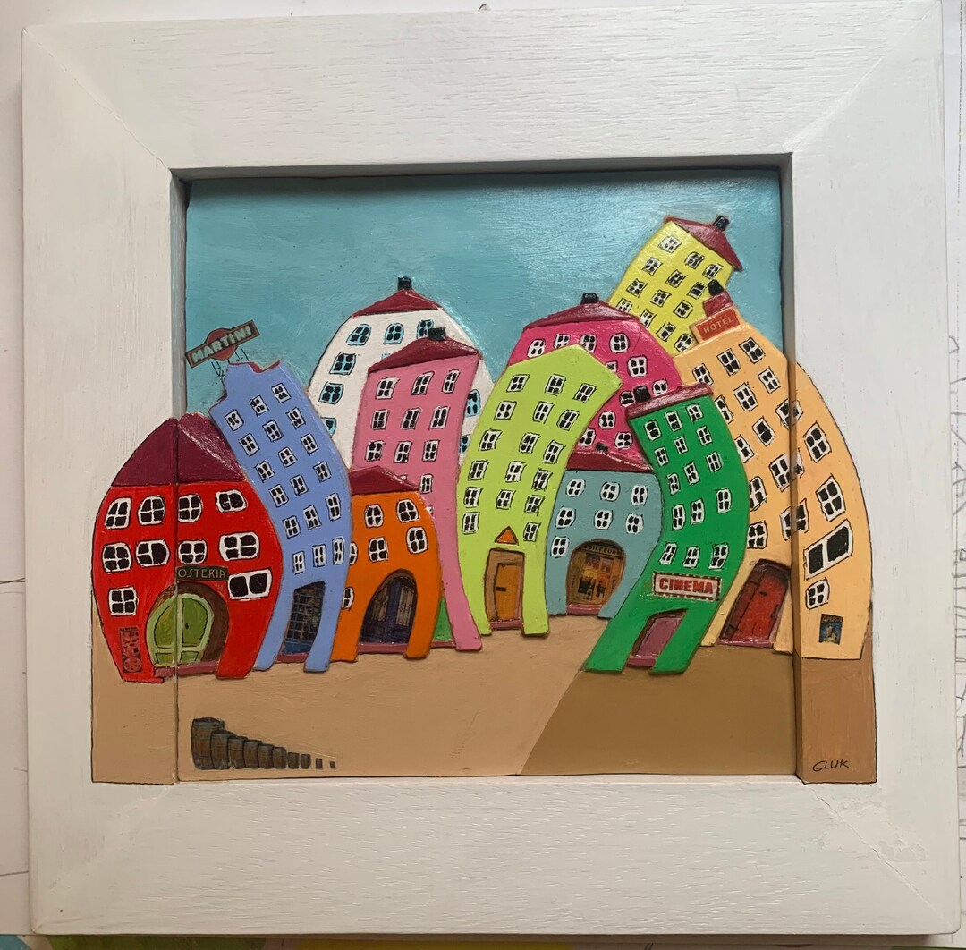 Small Picture With Clay Bas-relief DRUB HOUSES - Etsy