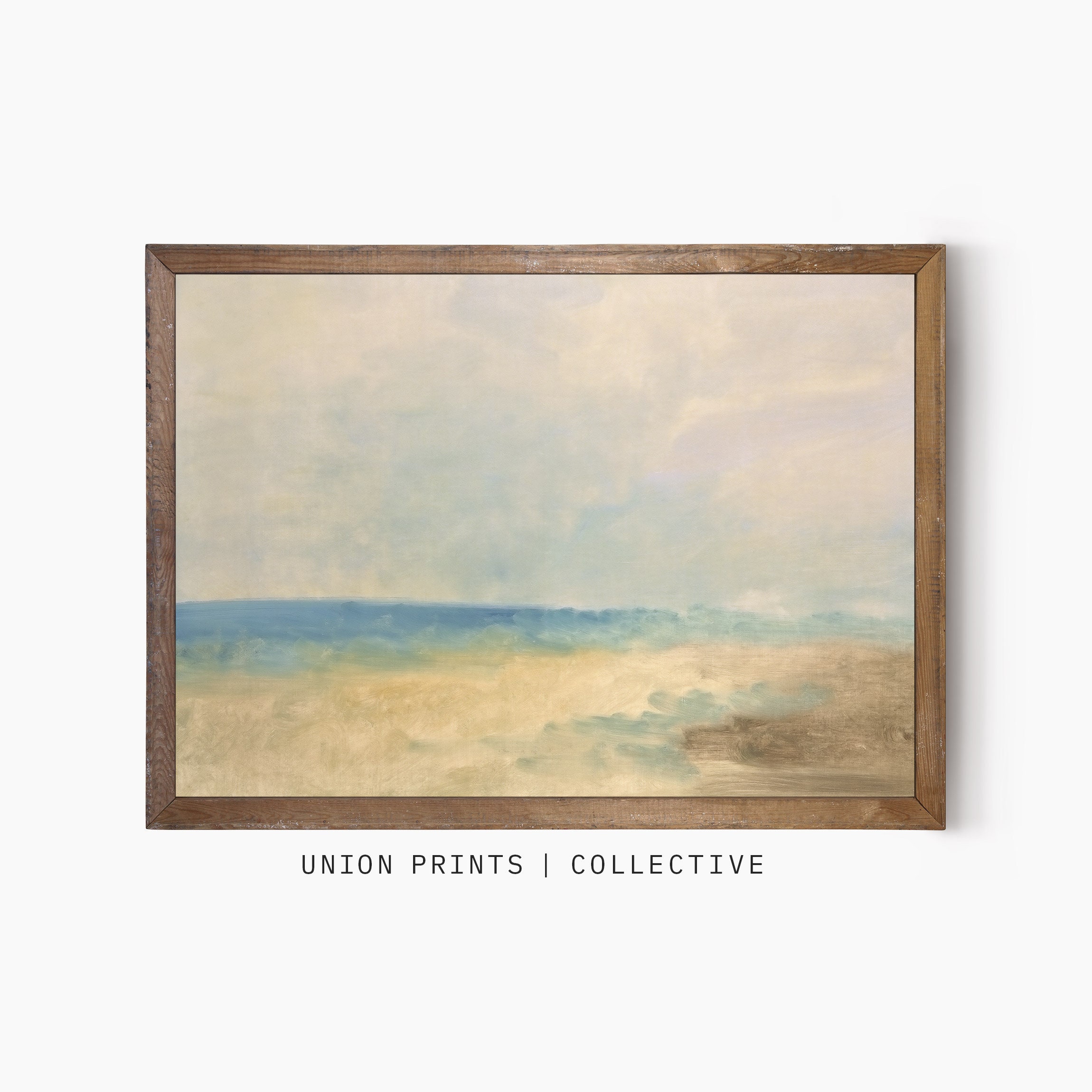 Vintage Beach Painting Coastal Wall Art Muted Ocean Print Minimalist Seascape Art Abstract Home ...