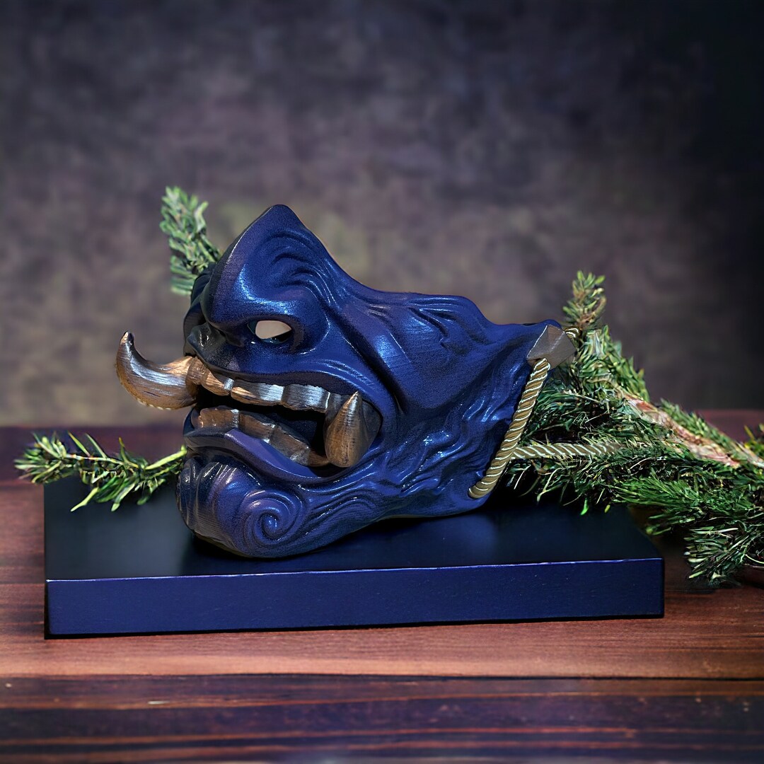 Japanese Mask, Oni Half Mask, Japanese Wearable Samurai Style ,cosplay ...