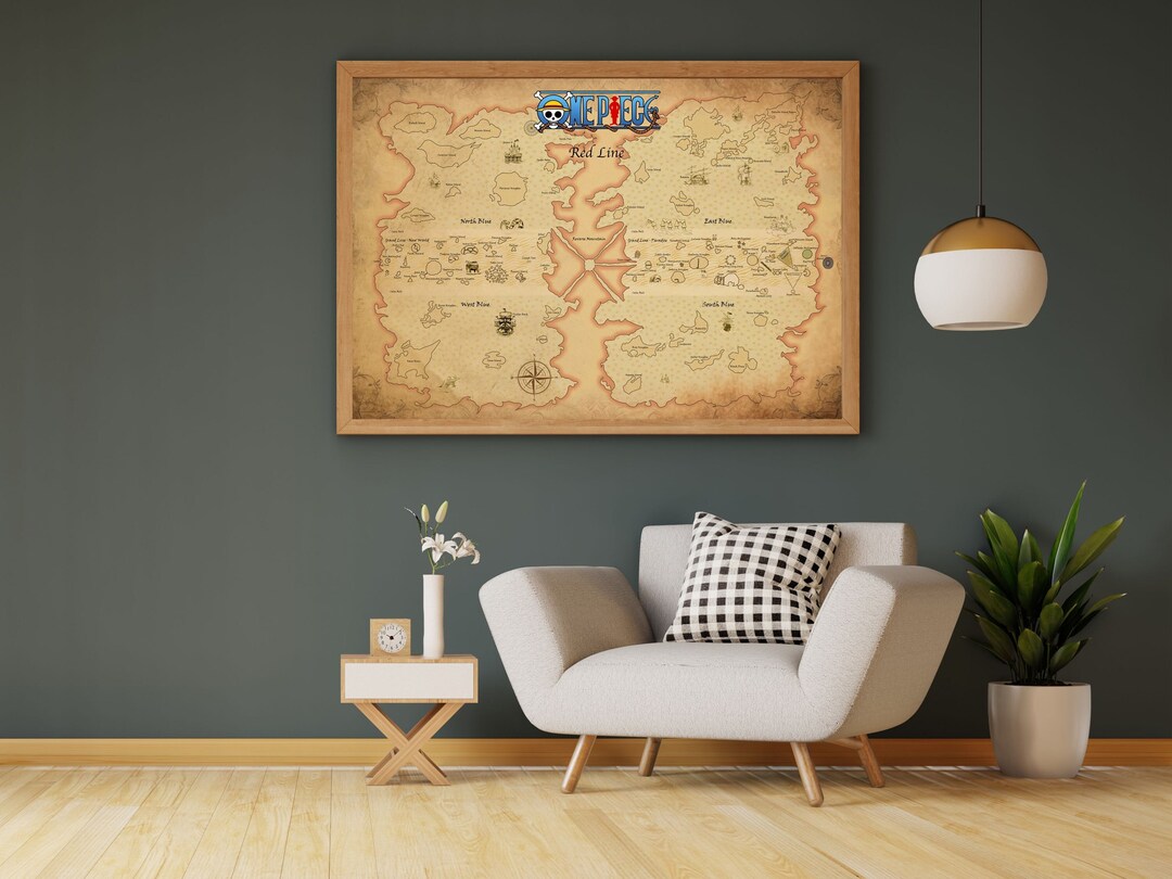 One Piece World Map Poster One Piece Manga Poster One Piece Wall Art ...
