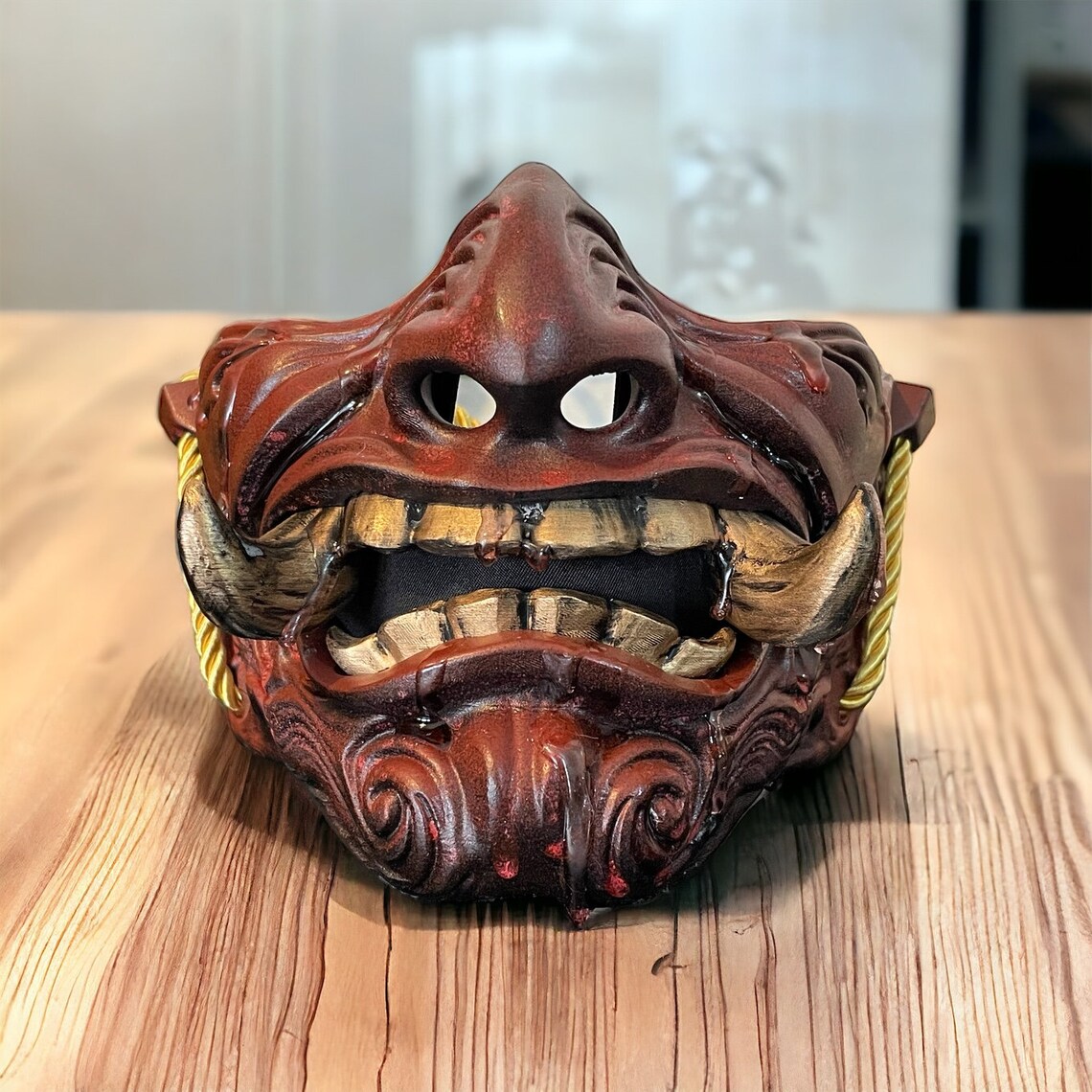 Japanese Mask, Oni Half Mask, Japanese Wearable Samurai Style ,cosplay ...