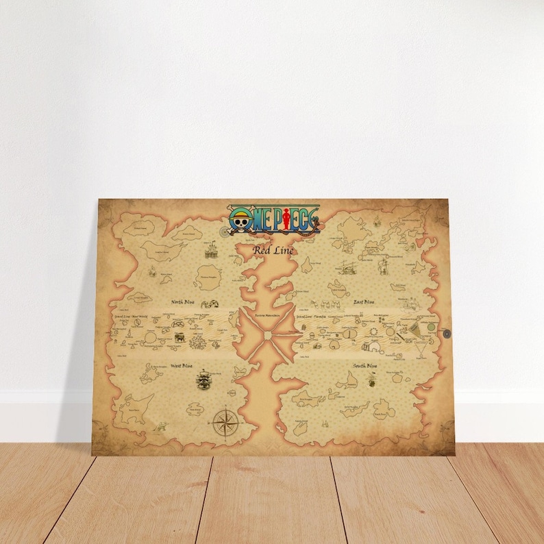 One Piece World Map Poster One Piece Manga Poster One Piece Wall Art ...