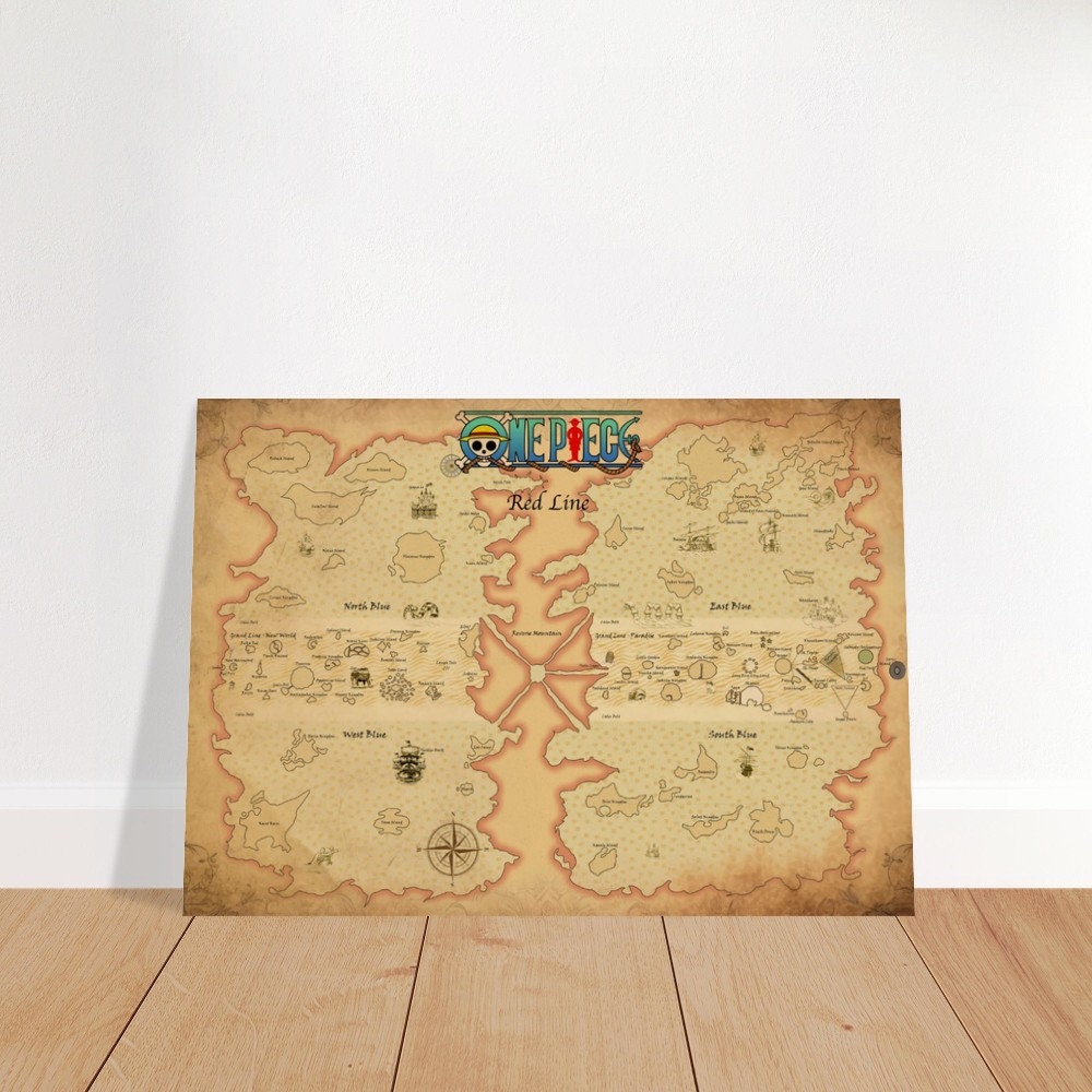 One Piece World Map Poster One Piece Manga Poster One Piece Wall Art ...