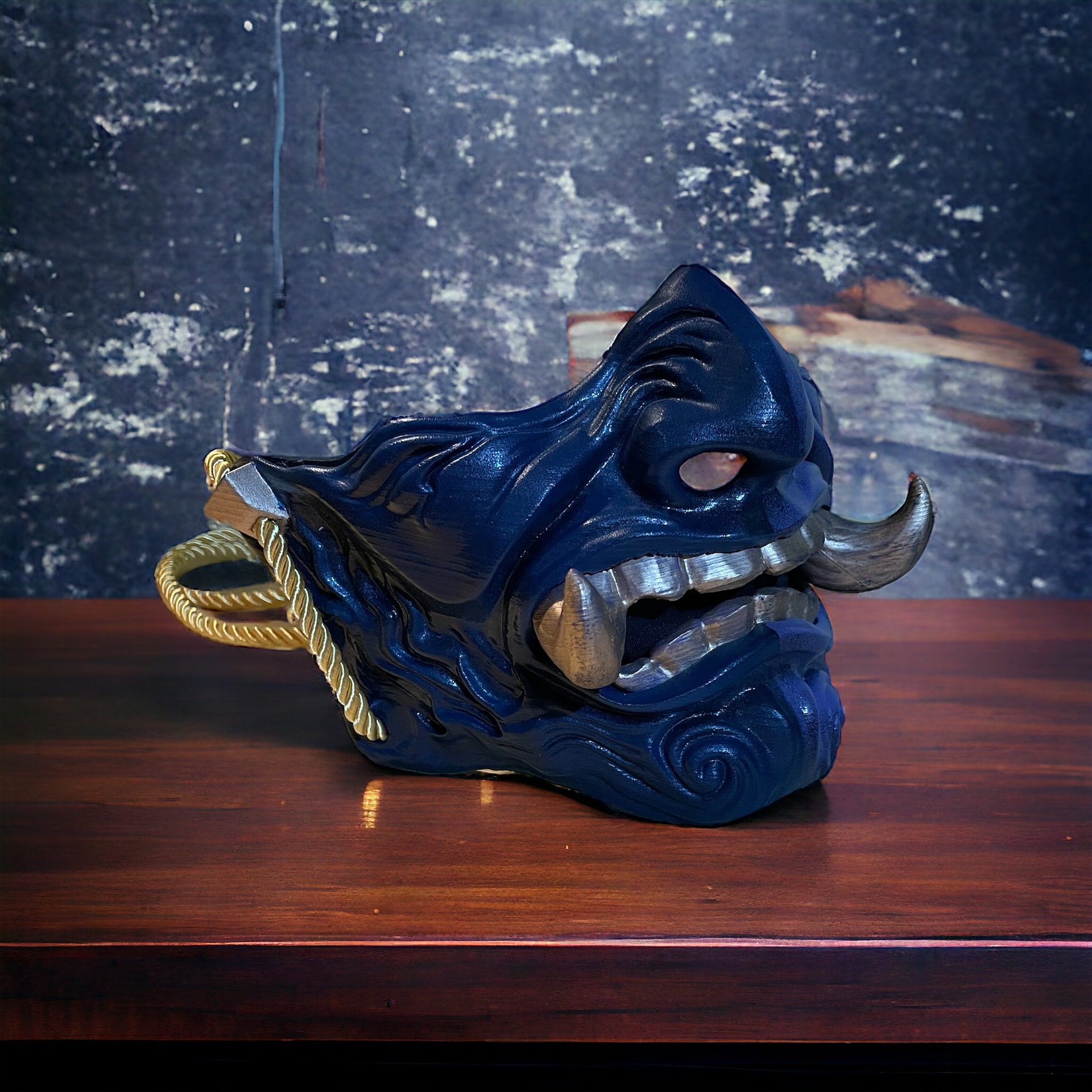 Japanese Mask, Oni Half Mask, Japanese Wearable Samurai Style ,cosplay ...