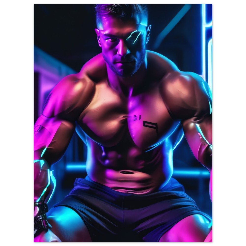 Wall Art Cyberpunk Style Body Builder Male - Etsy