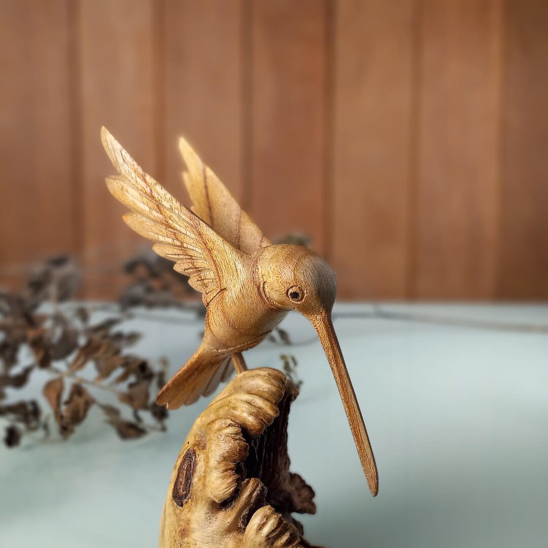 Wooden Statue Colibri Wooden Craft Wooden Decor Wooden Homedecor Wooden ...