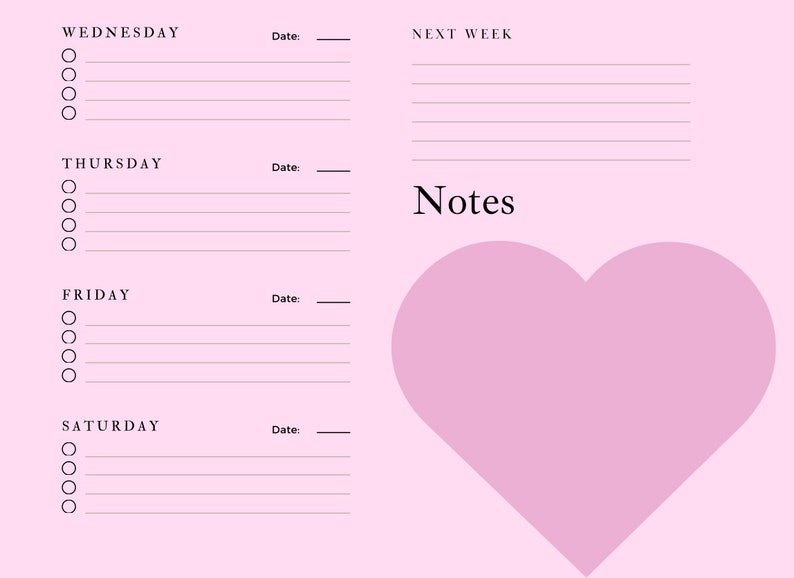 Weekly Content Calendar - Etsy