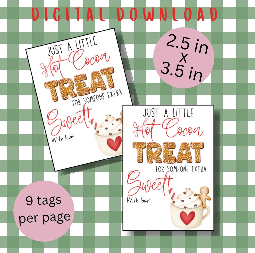 Holiday Hot Cocoa Gift Tag-printable Gift Tag-teacher Gift Tag-class ...