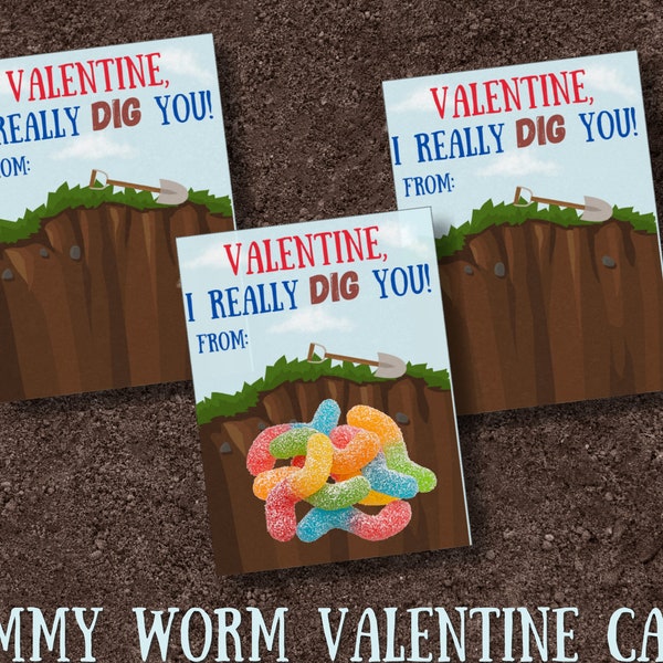 Worm Valentine Printable - Etsy