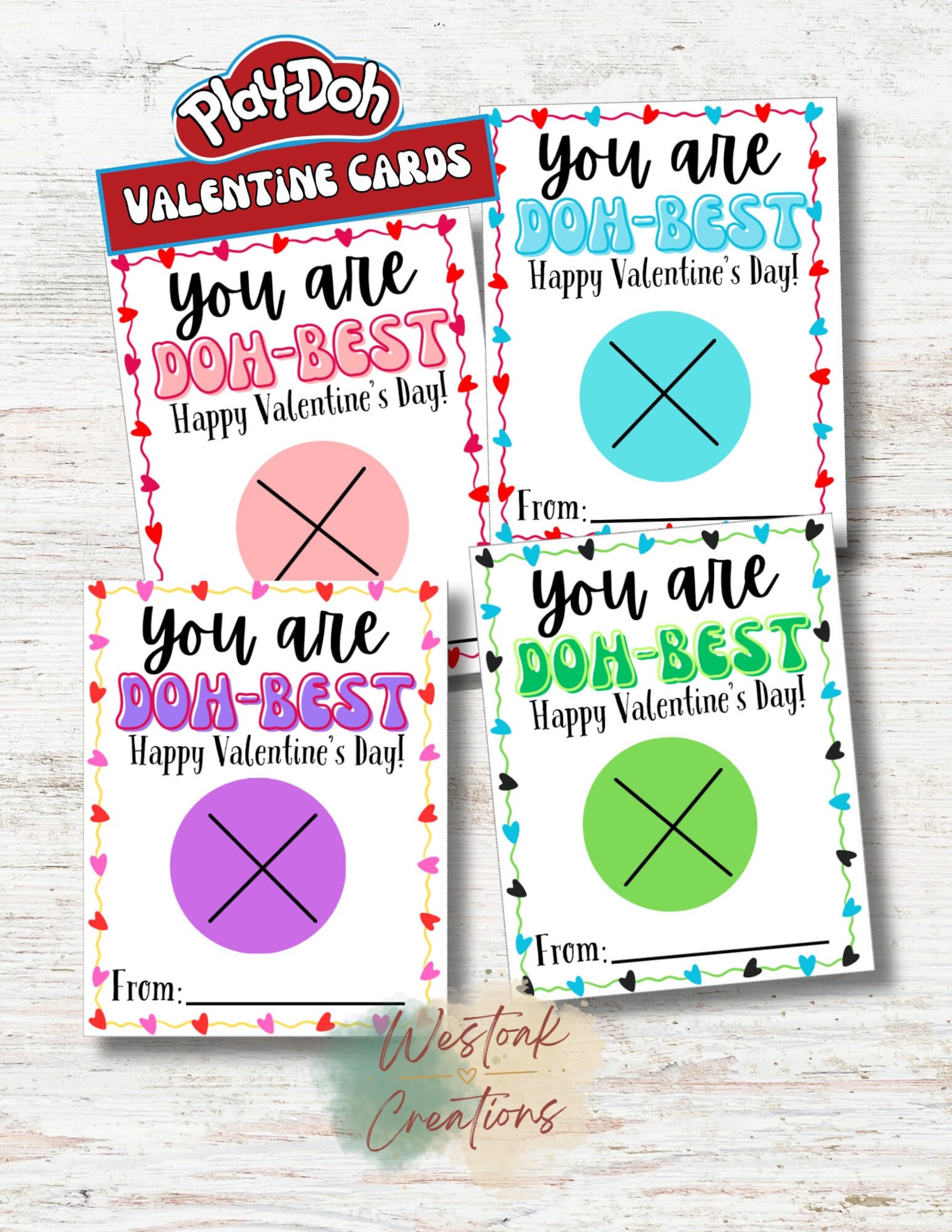 Play-doh Cards, Play-doh Valentine's Day, Printable Play-doh Cards ...