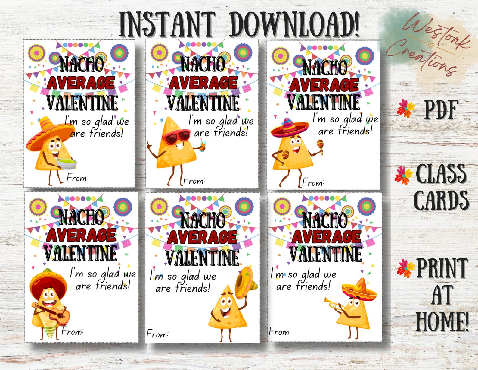 Chip Valentine's Day Card-nacho Average Valentine Card-printable Nacho ...