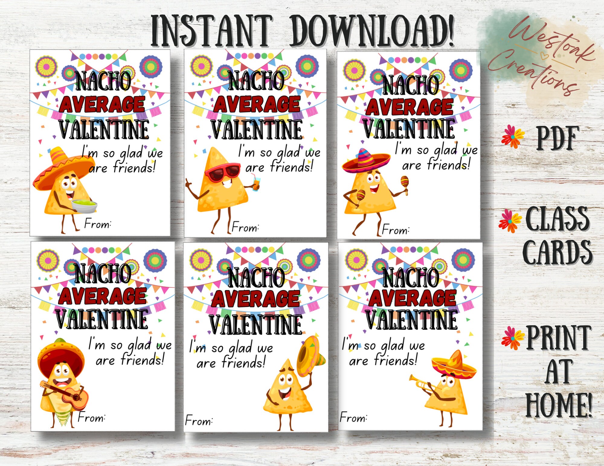Chip Valentine's Day Card-nacho Average Valentine Card-printable Nacho ...
