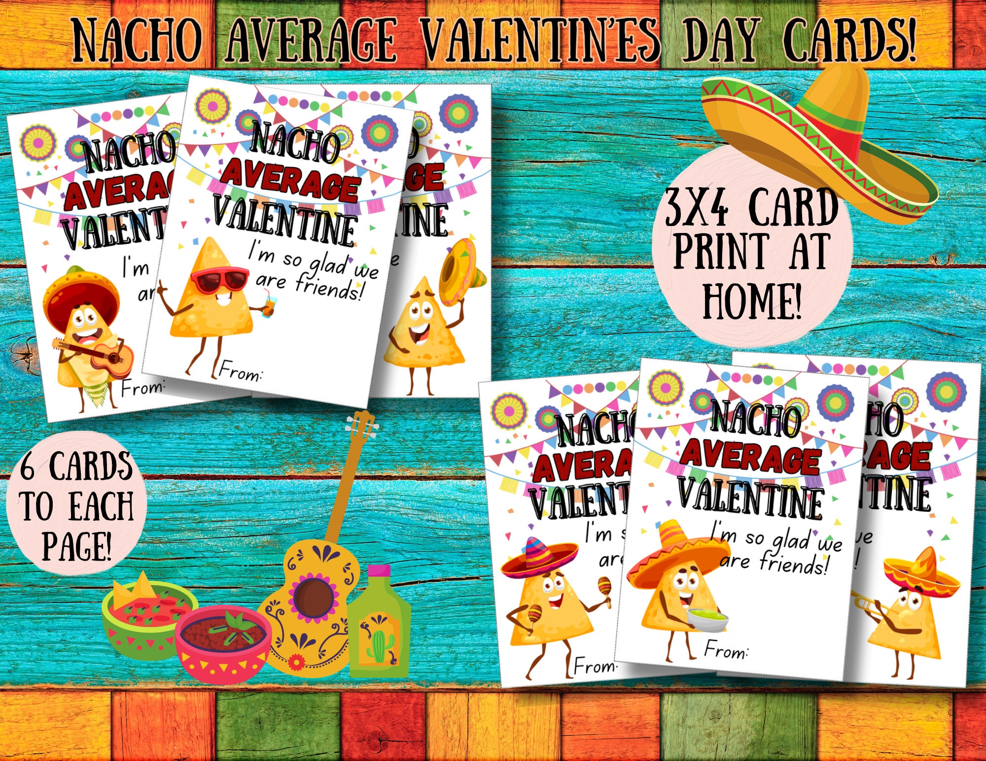 Chip Valentine's Day Card-nacho Average Valentine Card-printable Nacho ...