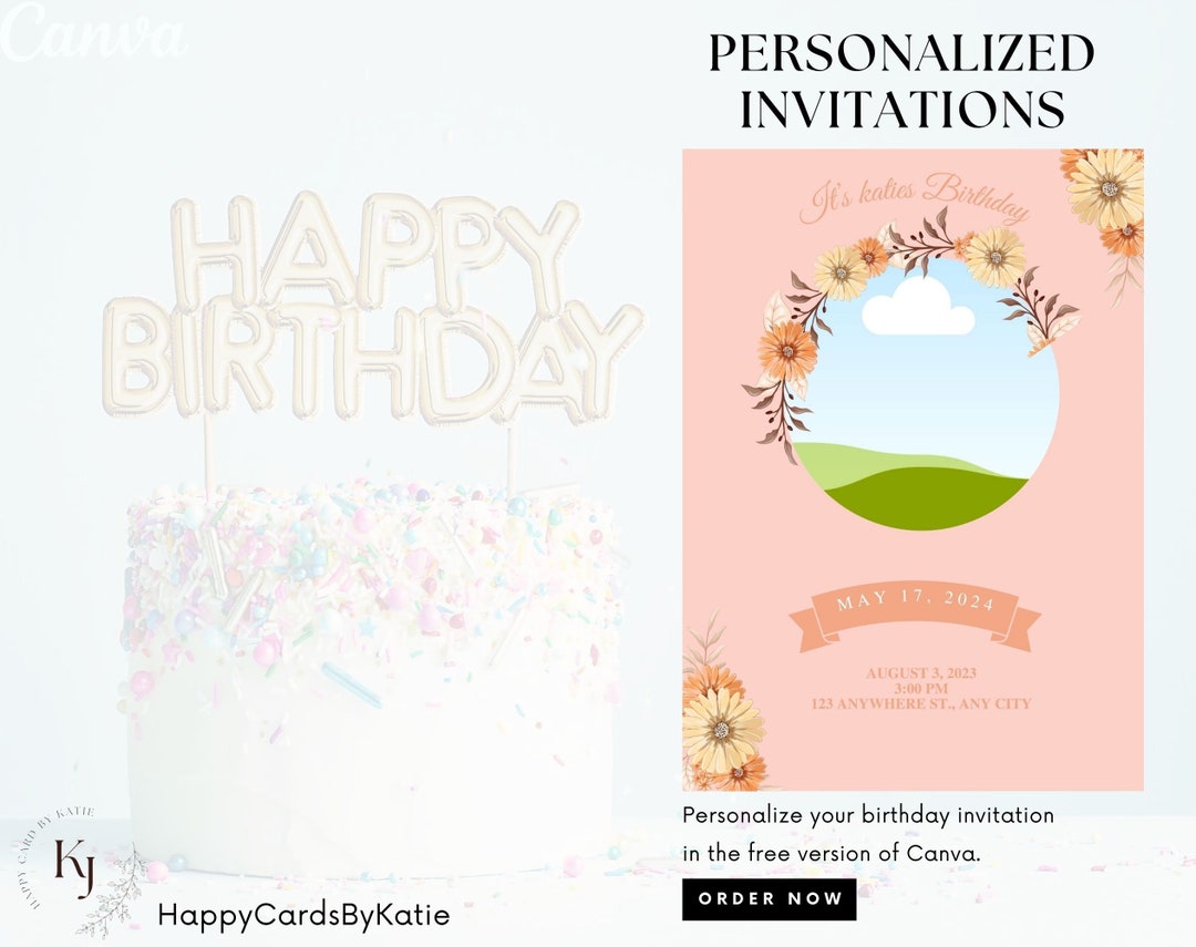 Birthday Invitation Card Girl - Etsy