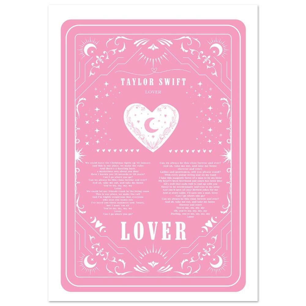 Lover Song Lyric Tarot Print Vintage Style Music Decor, Taylor Swift ...