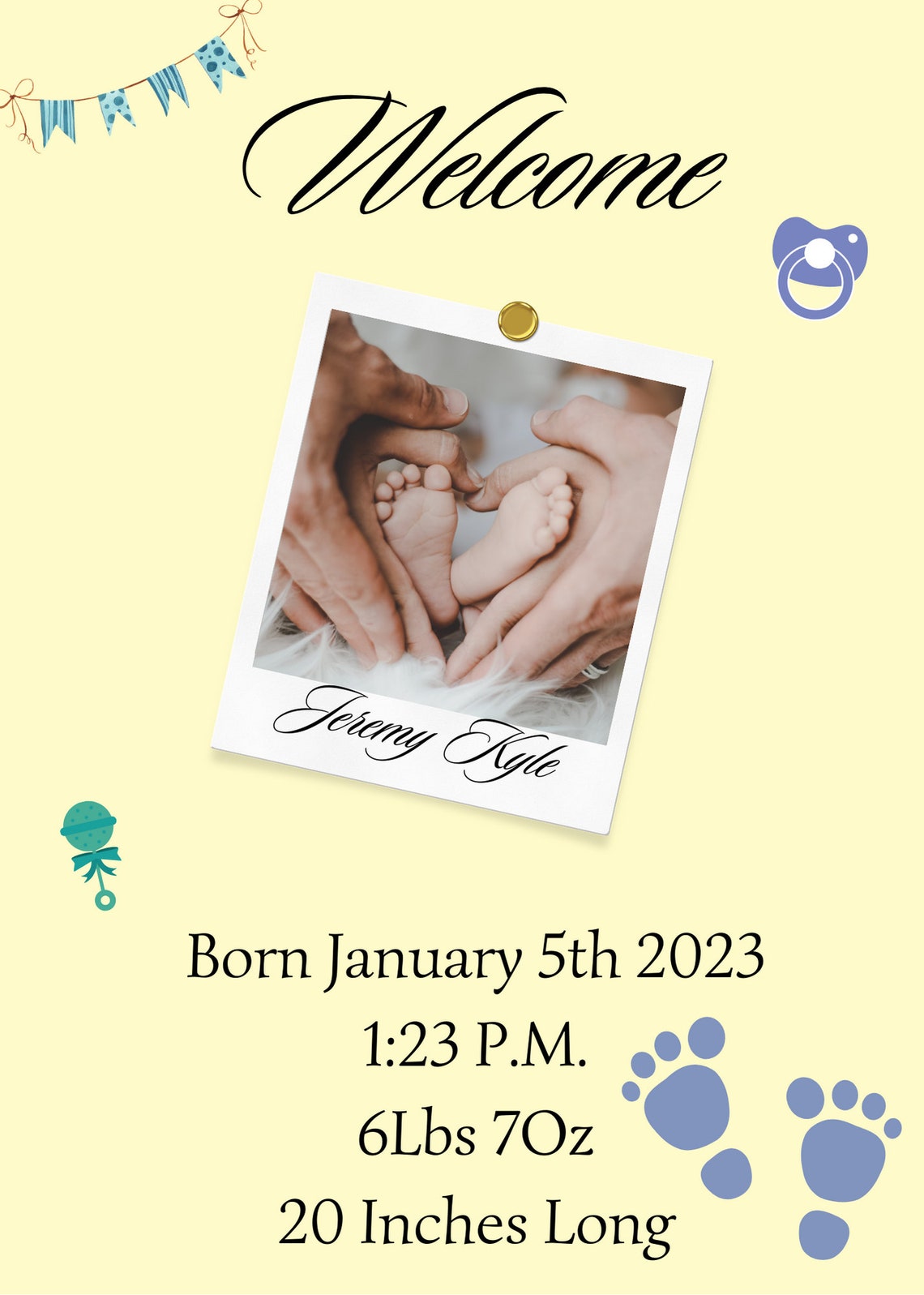 Baby Boy Birth Announcement Template - Etsy