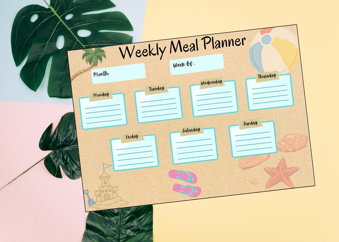 Weekly Meal Planner- Beach Theme - Etsy