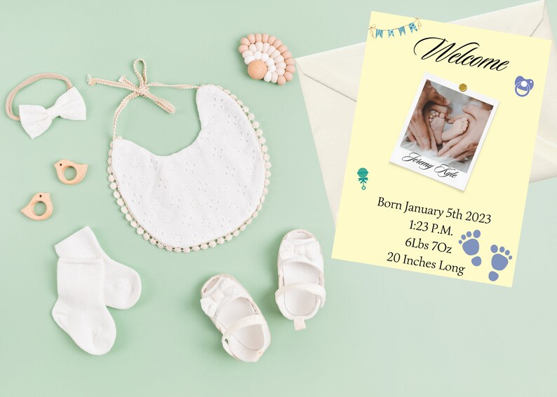 Baby Boy Birth Announcement Template - Etsy