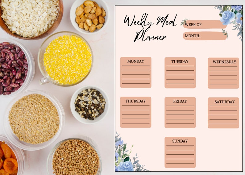 Weekly Meal Planner Pink Floral - Etsy