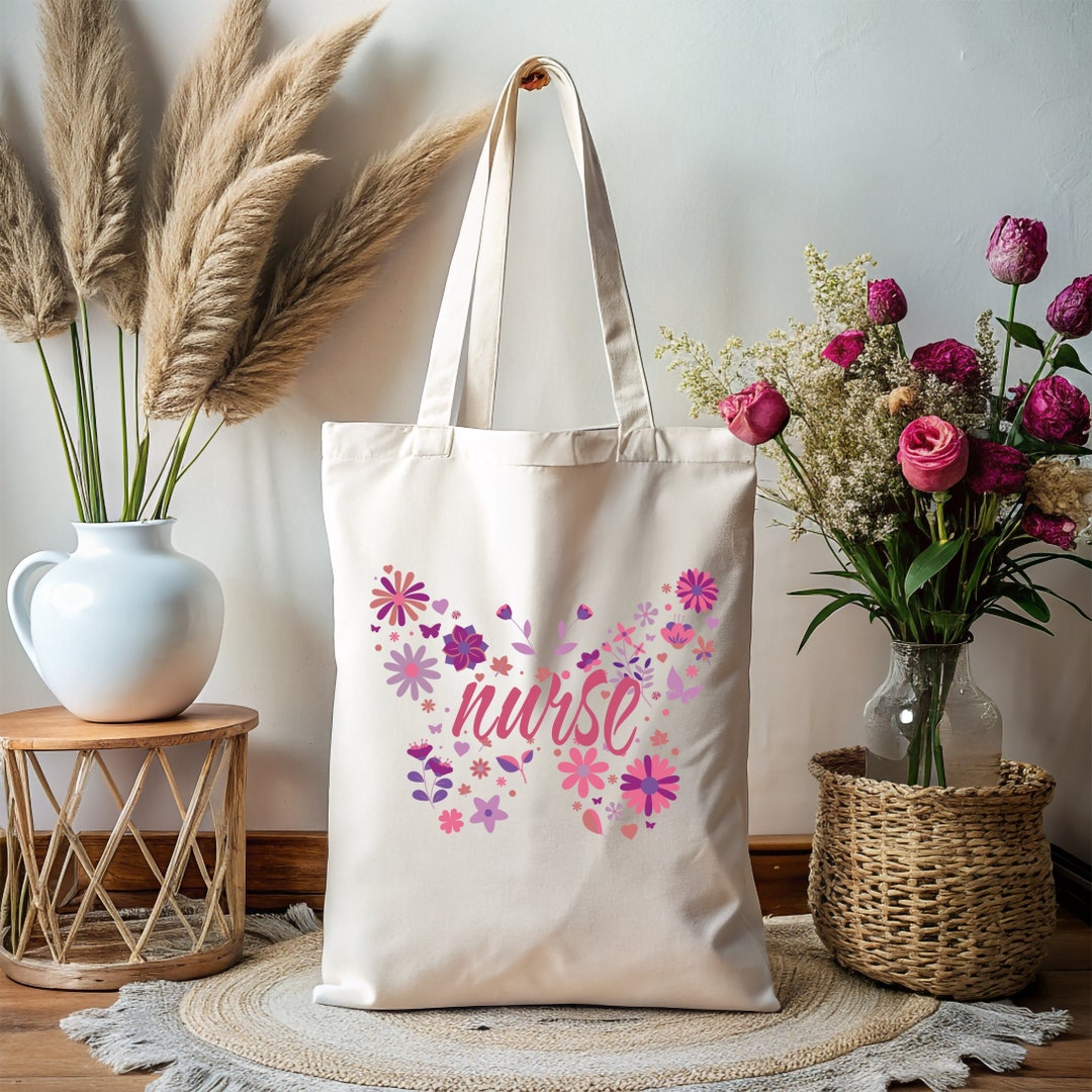 Nurse Butterfly Tote Bag, Gift for Nurse, Canvas Tote Bag , Butterfly ...