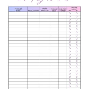 Inventory Tracker - Etsy