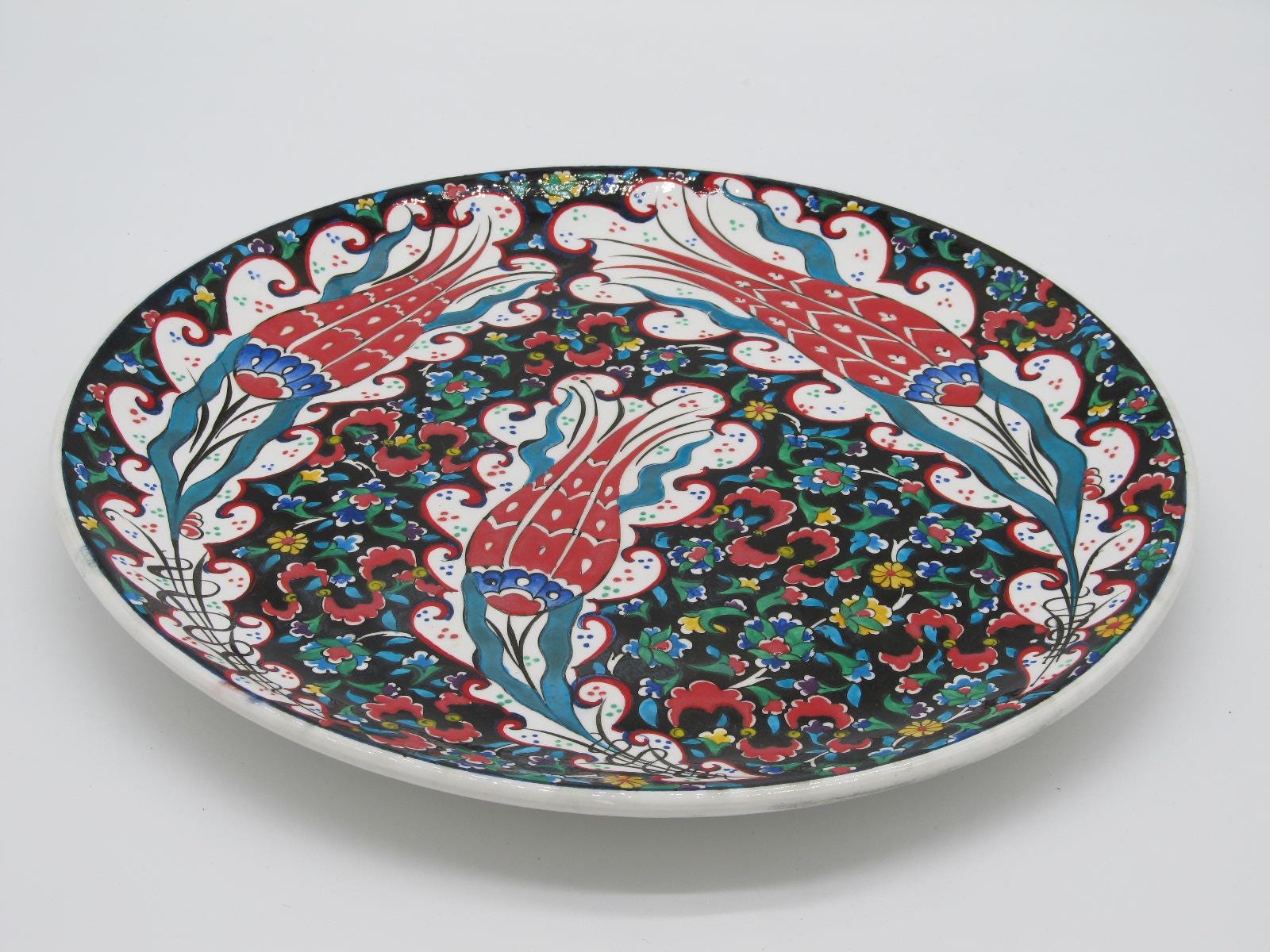 Handmade Ceramic Turkish Plate, Inspired by Old Ottoman Empire, Tulip ...