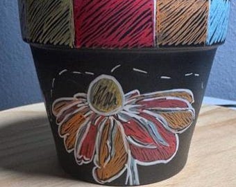 Hand-painted Pot, Painted Terra-cotta Pot, Red Clay Pot, Painted Red ...