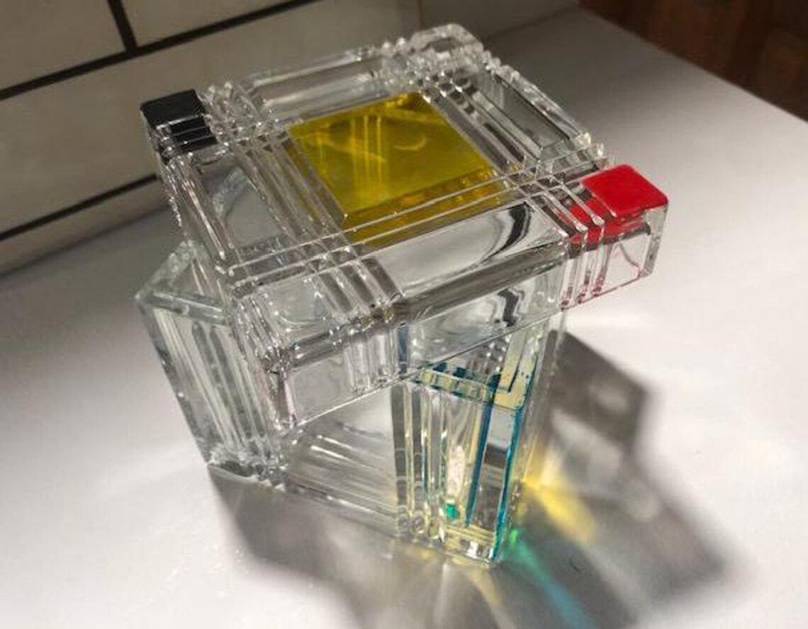 Hand-painted Crystal Box Inspired by the Artist Mondrian's Famous ...