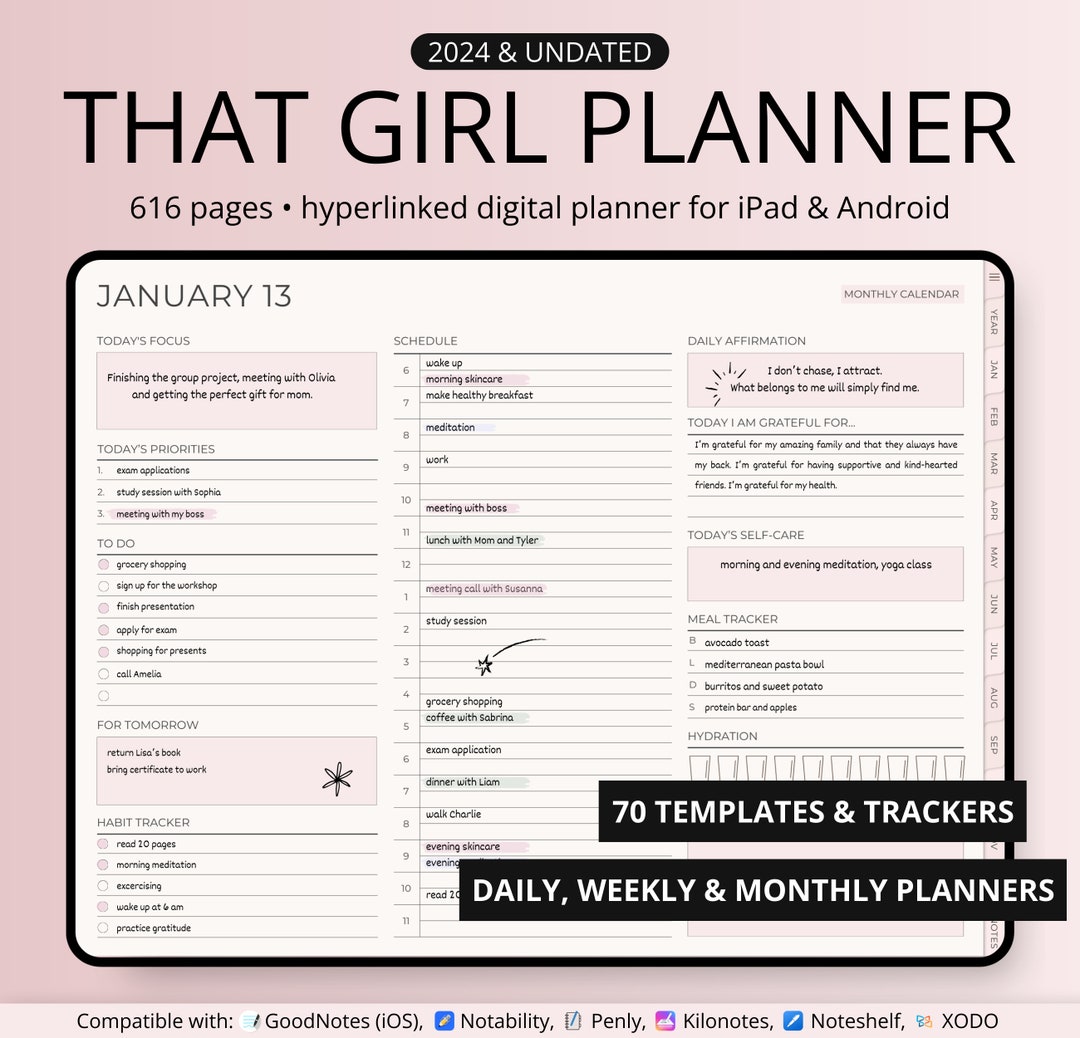 Buy That Girl Undated Digital Planner, iPad & Android Planner ...