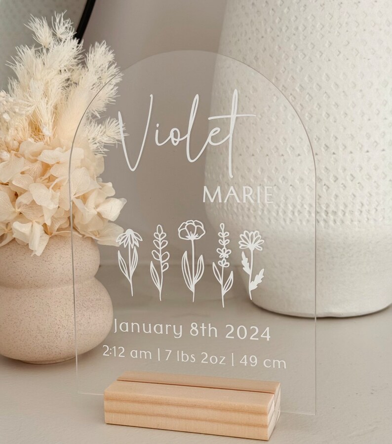 Custom Baby Name Decoration Birth Announcement Plaque Newborn Stats ...