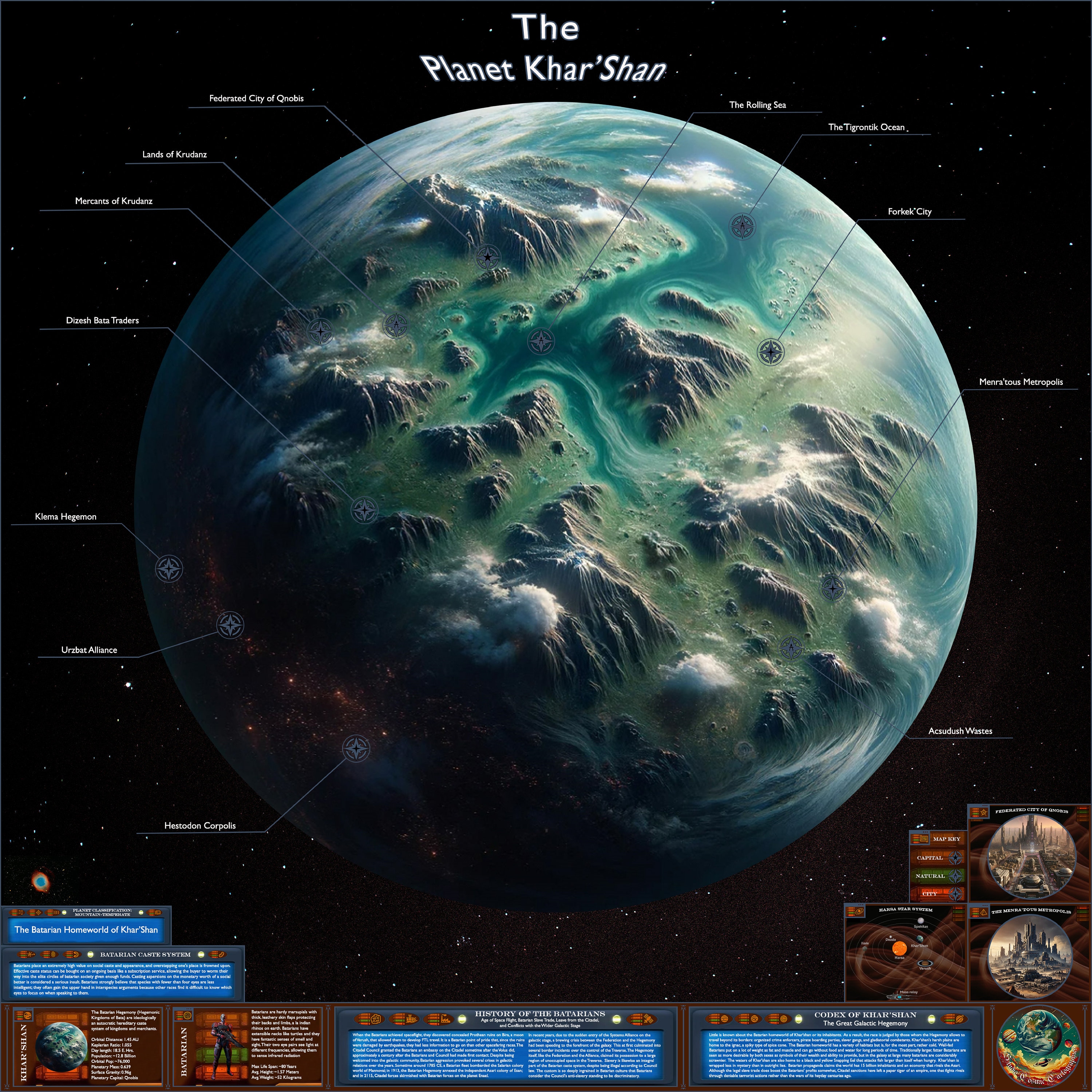 Batarian Homeworld of Kharshan, Video Game Poster High-quality Sci-fi ...