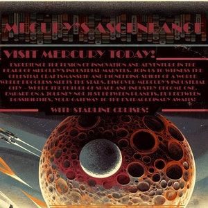 Mercury Retro Travel Poster. Sci-fi NASA Punk Printable Wall Art Decor ...