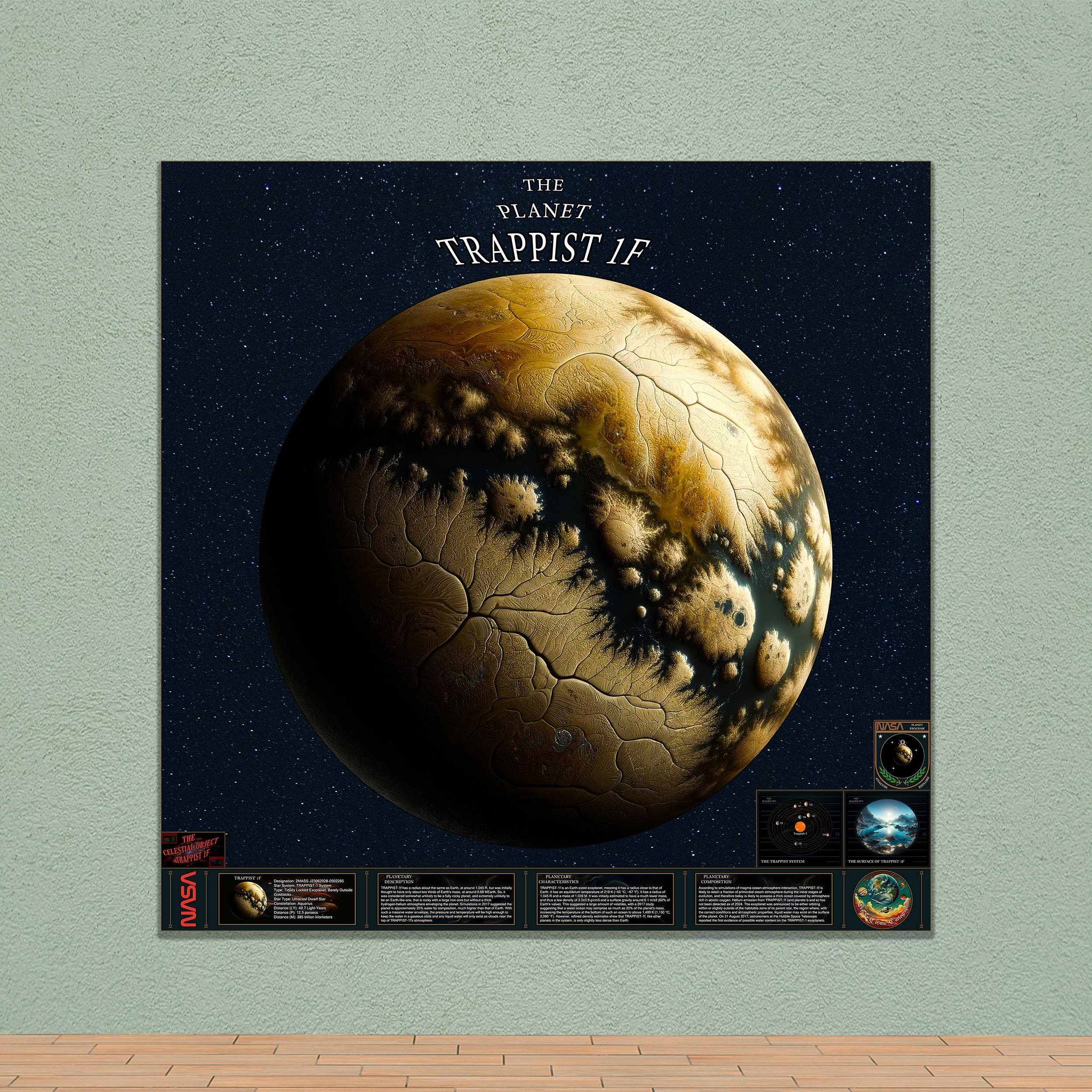 Trappist-1f Exoplanet Infographic Poster. Sci-fi Wall Art Print, High ...