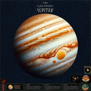 Planet Jupiter Infographic Poster. Sci-fi Wall Art Print, High-quality ...