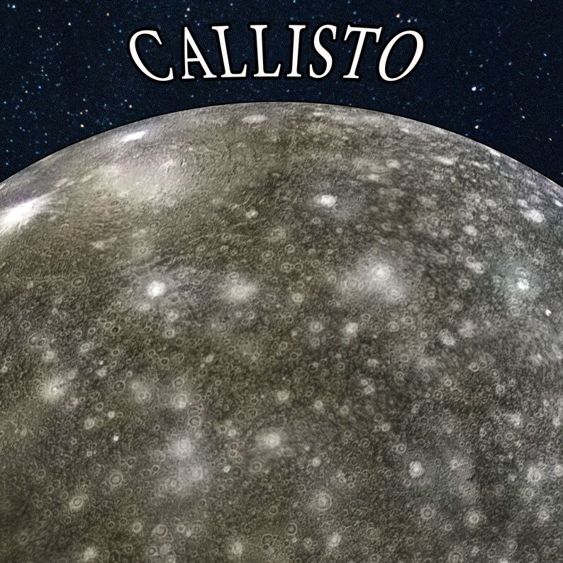 Callisto, Jupiter's Moon Infographic Poster. Sci-fi Wall Art Print ...