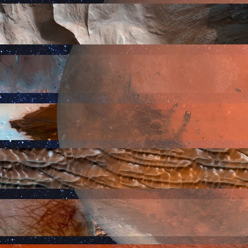Layers of Mars Topographical Print: NASA Martian Planet Chart (digital ...